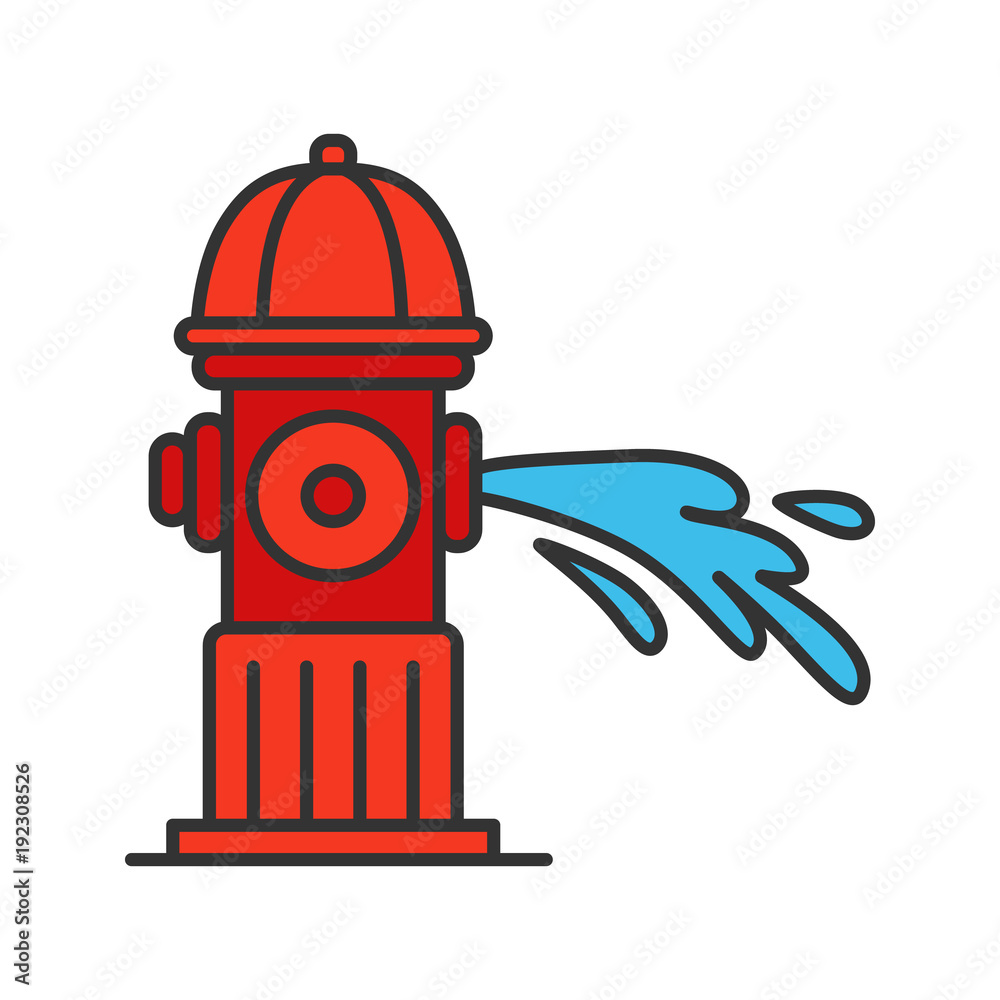 Fire hydrant gushing water color icon Stock Vector | Adobe Stock