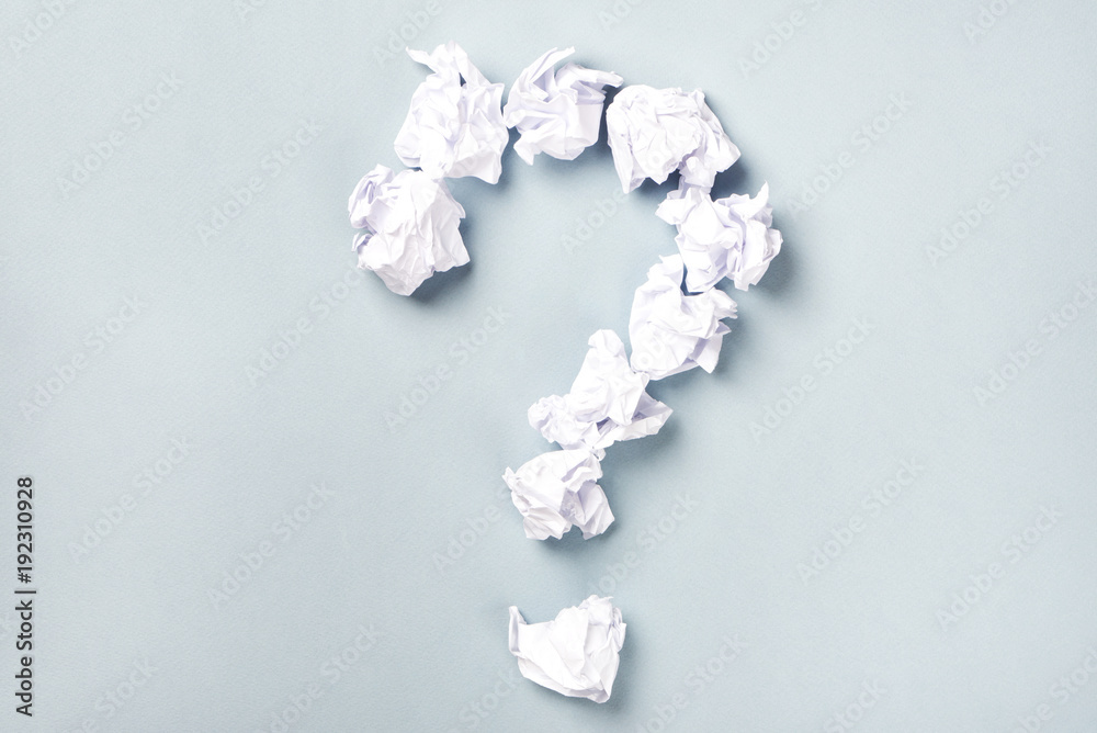 Question mark from crumpled paper ball Stock Photo | Adobe Stock