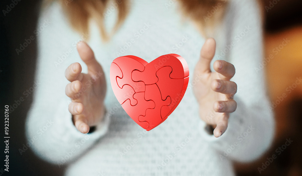 Mani di donna con cuore rosso, amore o tradimento Stock Photo | Adobe Stock