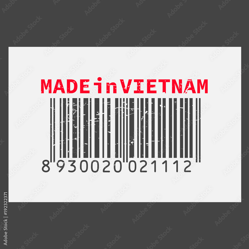 Vector realistic barcode Made in Vietnam on dark background. Stock ...
