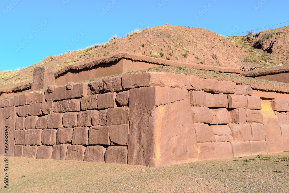 Akapana pyramid in Tiwanaku (Tiahuanaco), Pre-Columbian archaeological ...