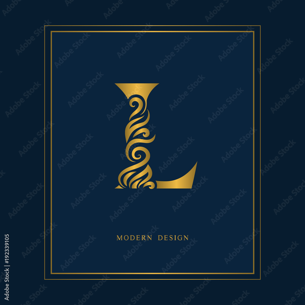 Gold Elegant letter L. Graceful royal style. Calligraphic beautiful ...