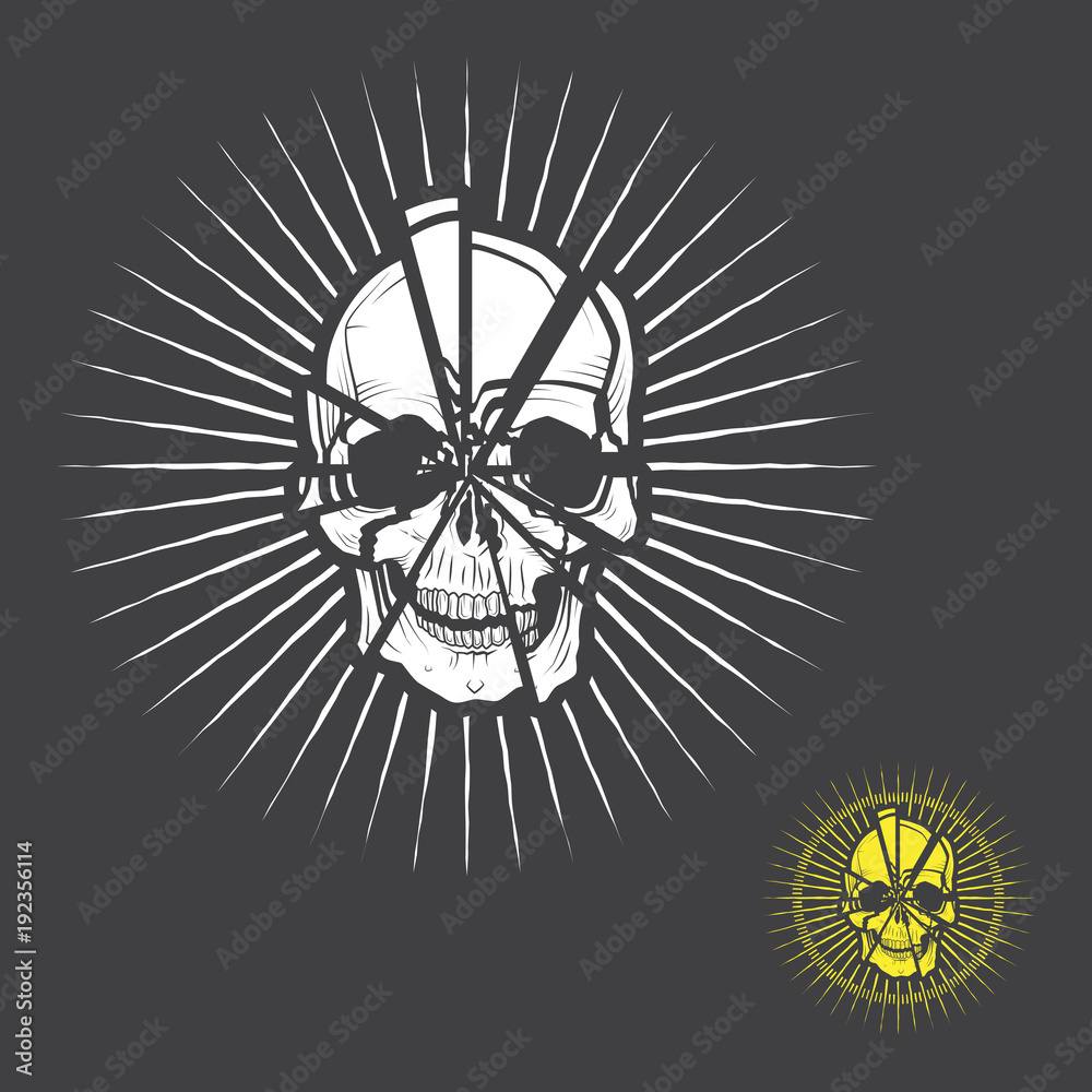 Broken skull vector monochrome emblem Stock Vector | Adobe Stock