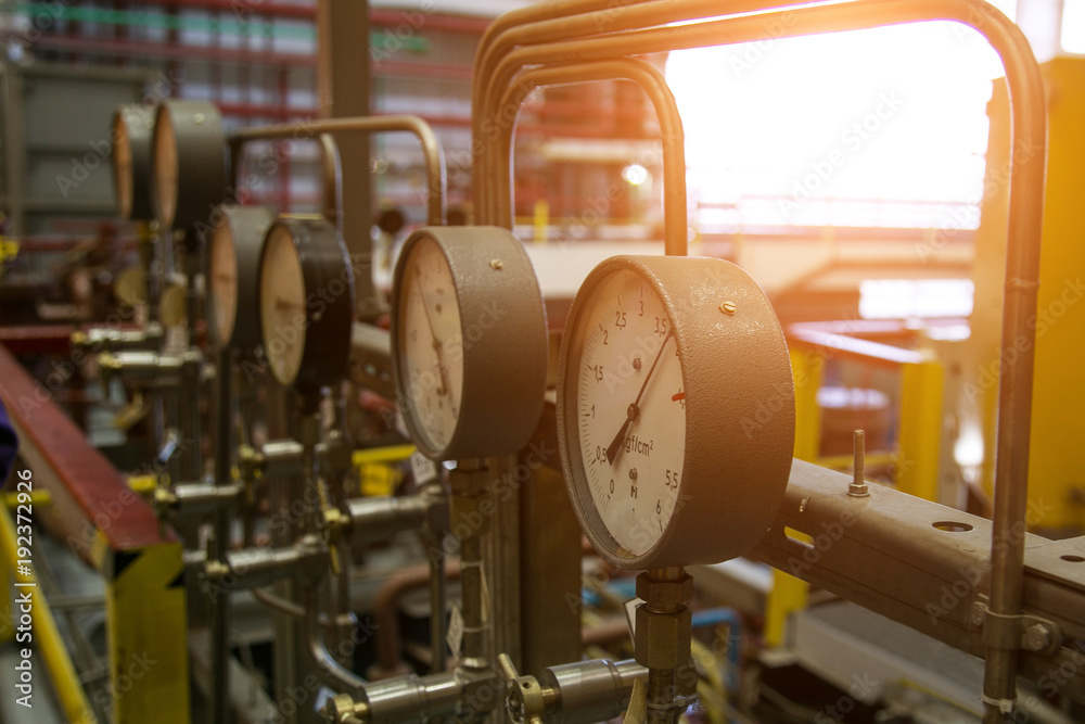 Closeup of manometer. System of manometers for measuring gas pressure ...