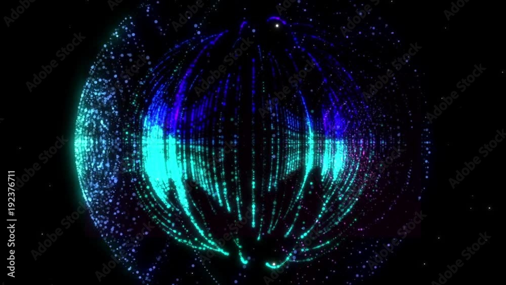 Abstract Motion Background Explosion With Particles And Sphere. Atom ...