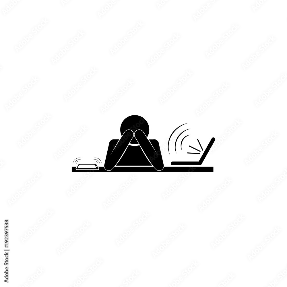 working fatigue icon. Illustration of psychological disorder of people ...