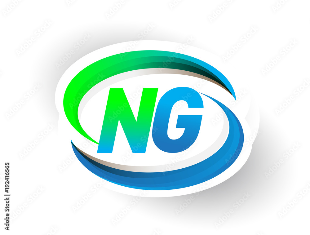 Vektorová grafika „initial letter NG logotype company name colored blue and green swoosh design ...