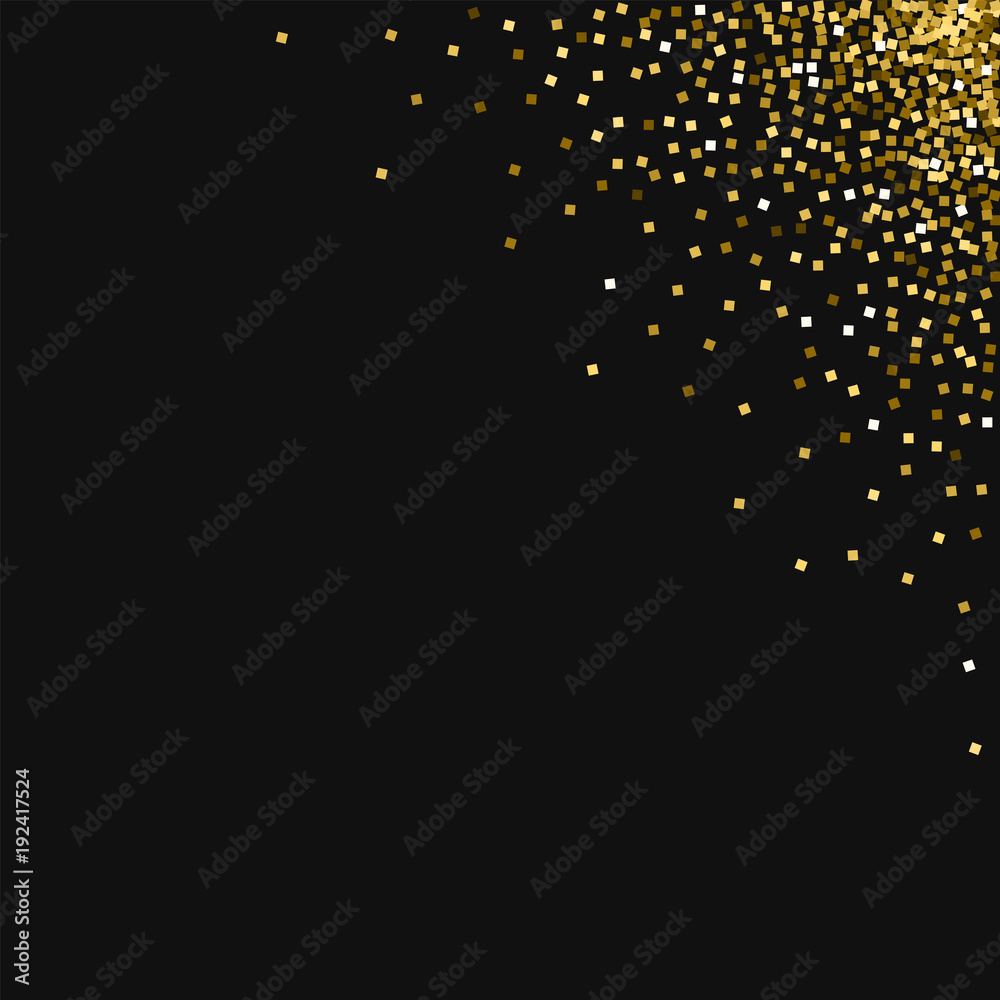 Gold glitter. Top right corner gradient with gold glitter on black ...