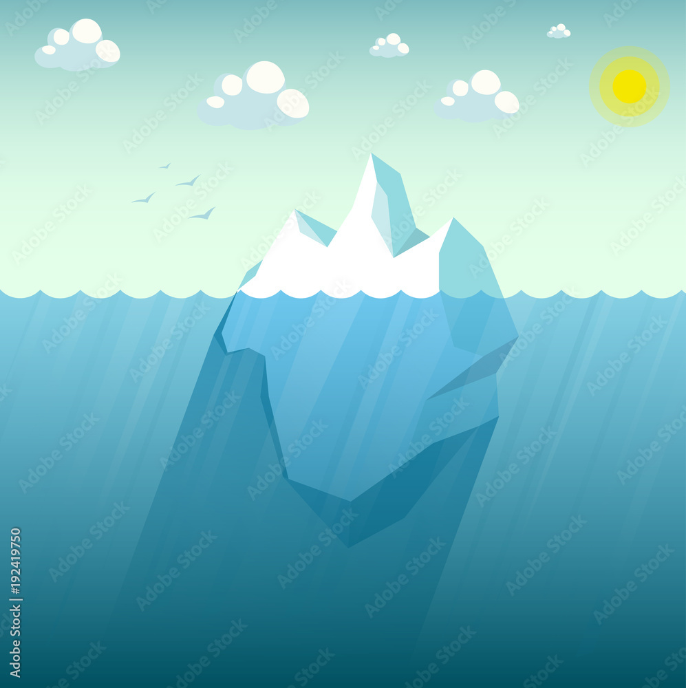 Iceberg Cartoon Sea With Waves