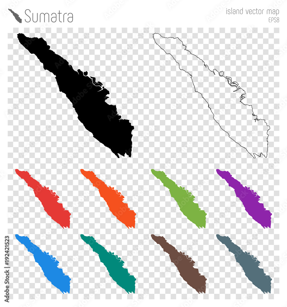 Sumatra high detailed map. Island silhouette icon. Isolated Sumatra ...