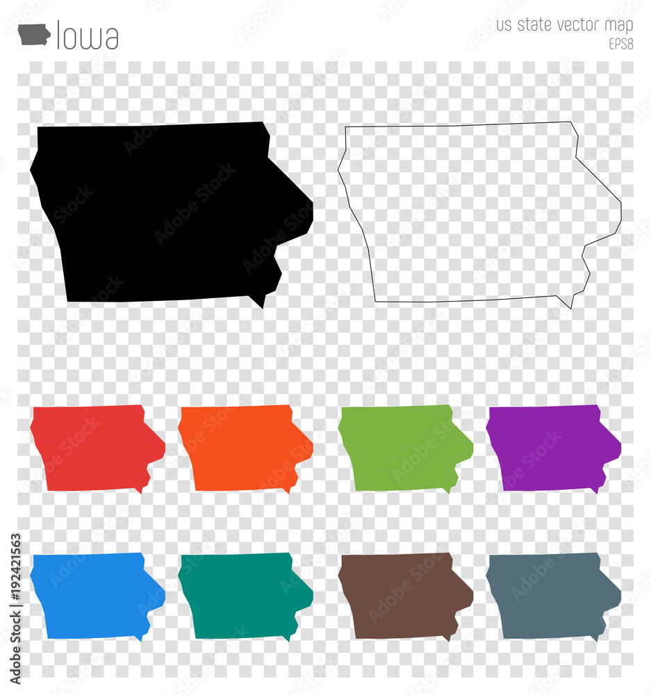Iowa high detailed map. Us state silhouette icon. Isolated Iowa black ...