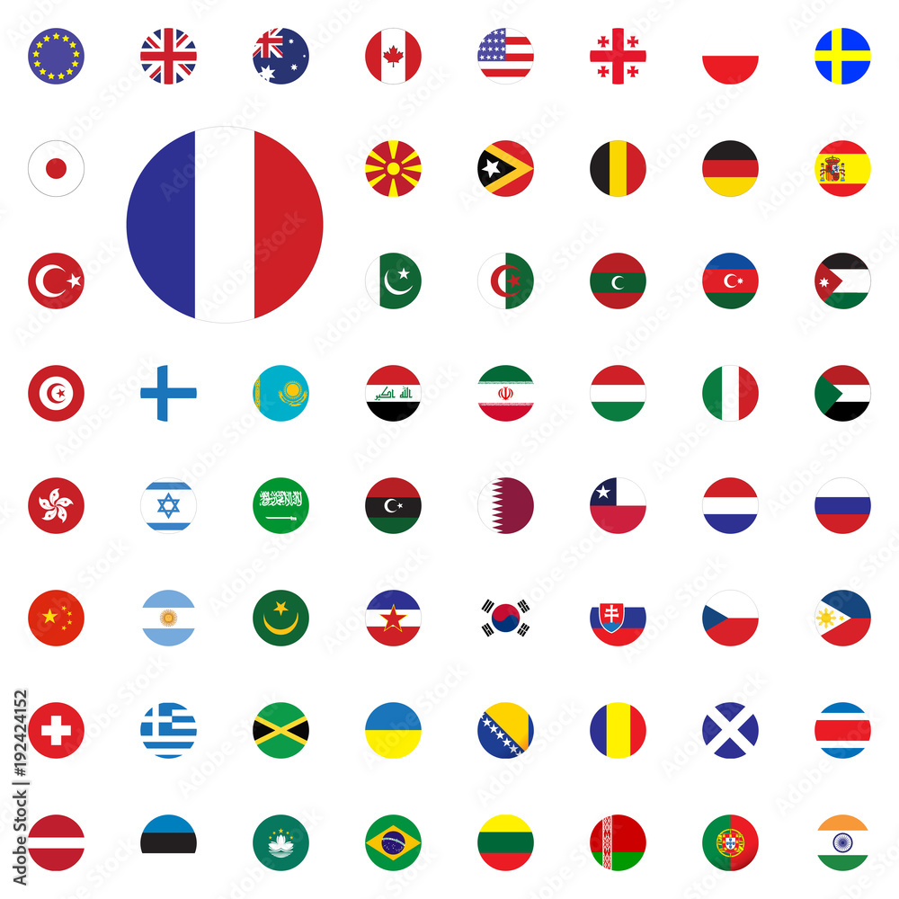 France round flag icon. Round World Flags Vector illustration Icons Set ...