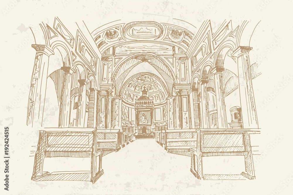 Cathedral Interior Drawing