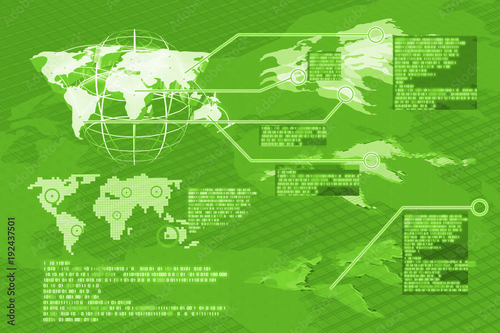 Green graphic background screen Sci fi movie about world and map for ...