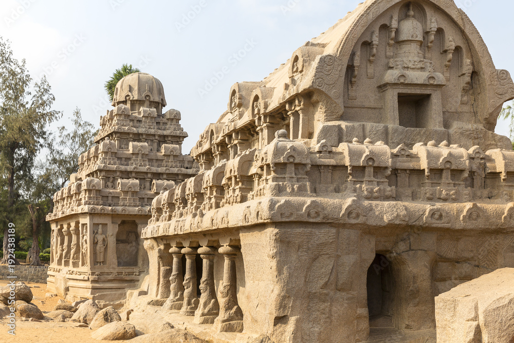The Five Rathas, Yudhishthir ratha, Bhima ratha, Mahabalipuram, Tamil ...