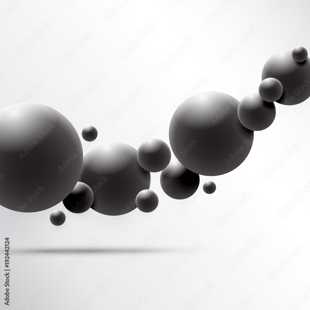 Abstract 3D Sphere design. 3d molecules concept, Atoms. on white ...