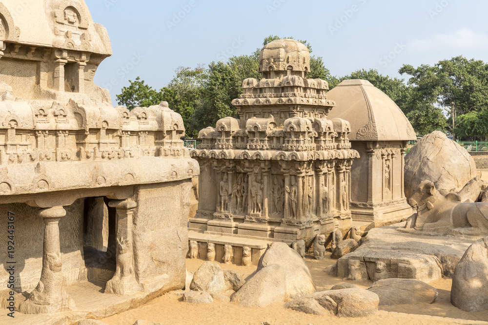 The Five Rathas, Arjuna ratha, Draupadi ratha, Mahabalipuram, Tamil ...