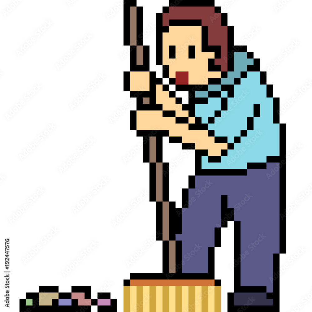 vector pixel art janitor Stock Vector | Adobe Stock