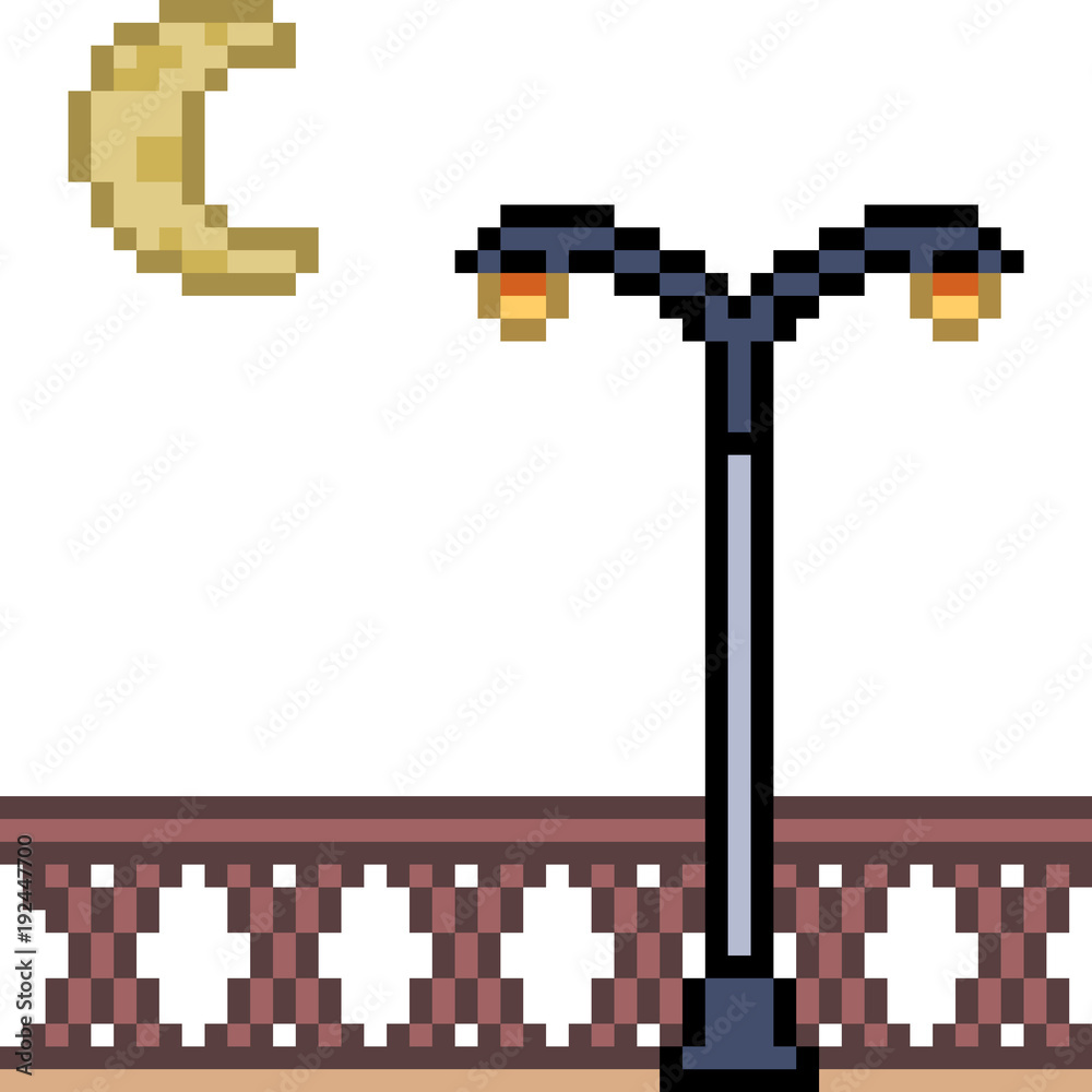 vector pixel art fence night Stock Vector | Adobe Stock