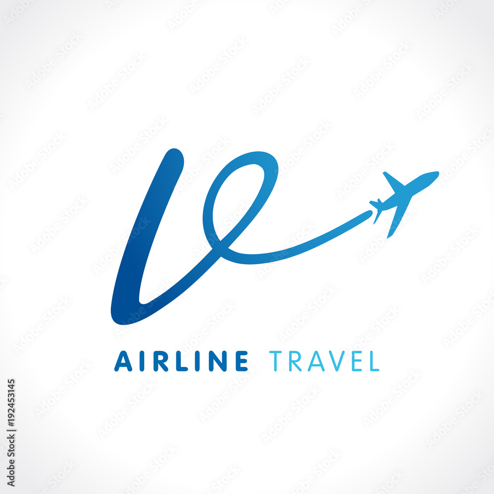 V letter transport travel company logo. Airline business travel symbol ...