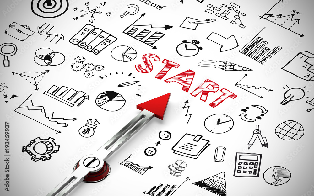 Start mit Icons als Beginn oder jetzt Konzept Stock Illustration ...