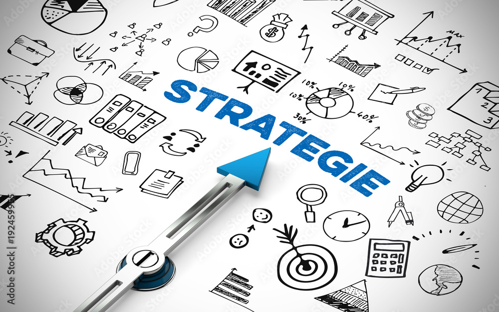 Strategie als Planung mit Icons Stock Illustration | Adobe Stock