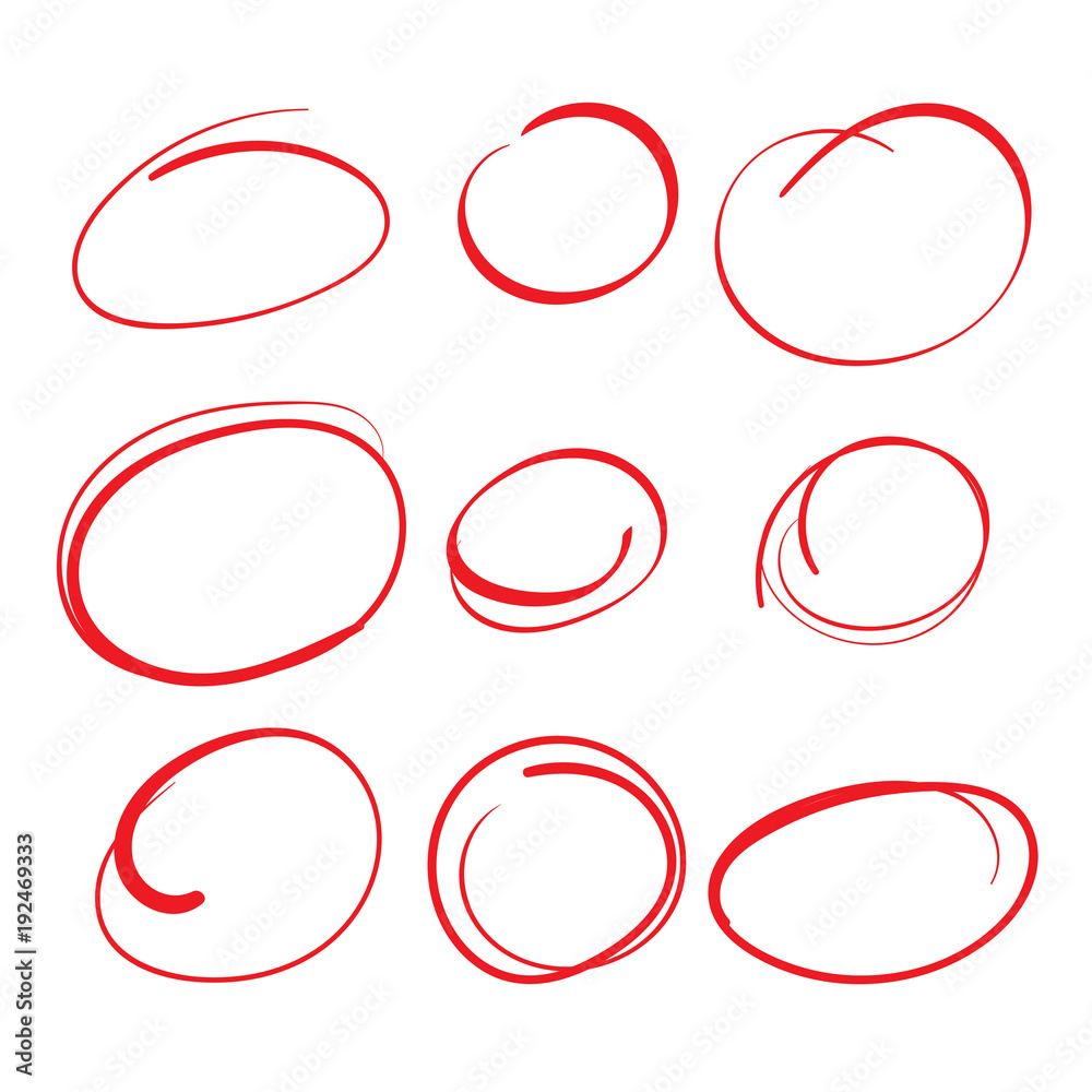 Red Circle Grading Marks with Swoosh Feel - Marking up Papers Stock ...