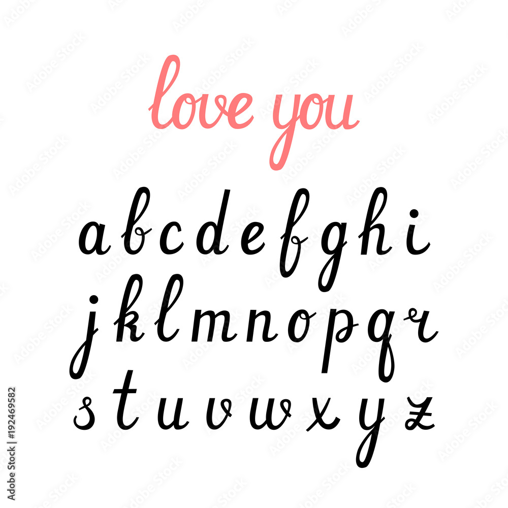 Vector handwritten cursive Alphabet. Hand drawn Lettering and ...