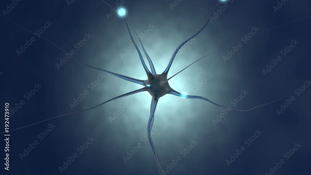 3D rendered Animation of electric Impulses going through a Neuron cell ...