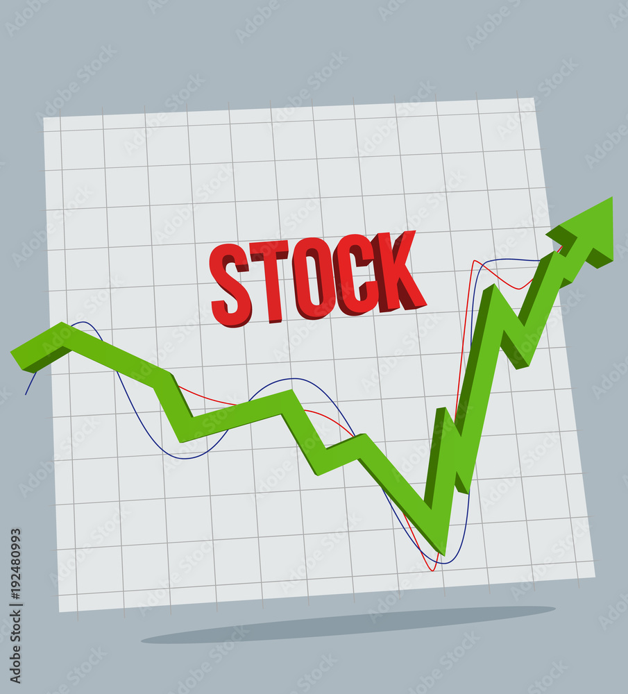 Vecteur Stock Swing growth risk green stock graph with red text and ...