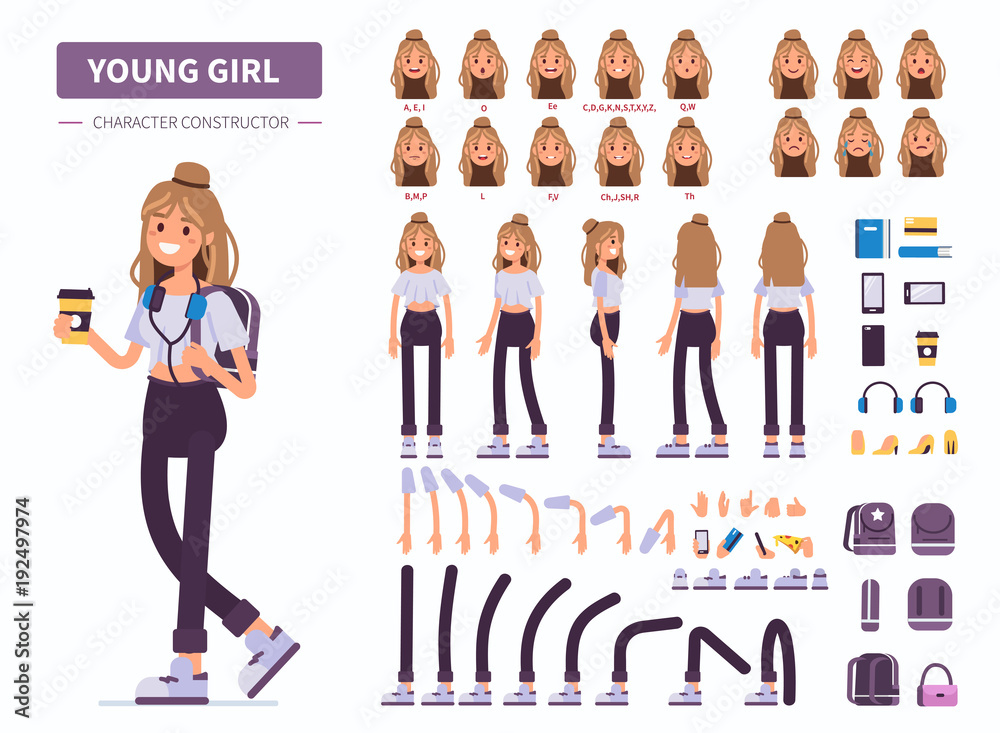 young girl Stock Vector | Adobe Stock