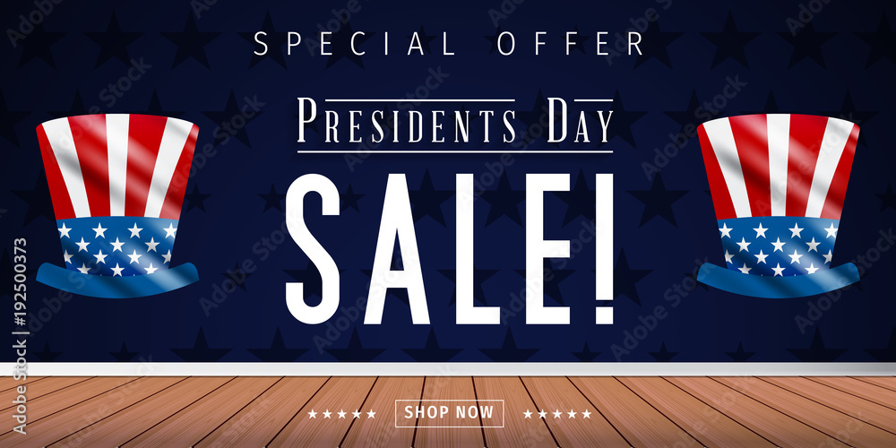 Banner for presidents day sale design . Presidents day sign on a dark ...