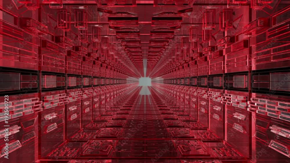 Looping Futuristic Sci Fi infiniti tunnel.Cosmic glass corridor ...