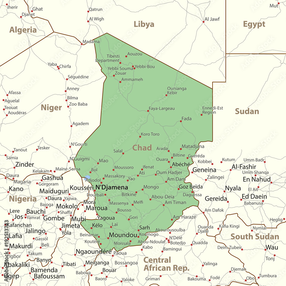 Chad-World-Countries-VectorMap-A Stock Vector | Adobe Stock