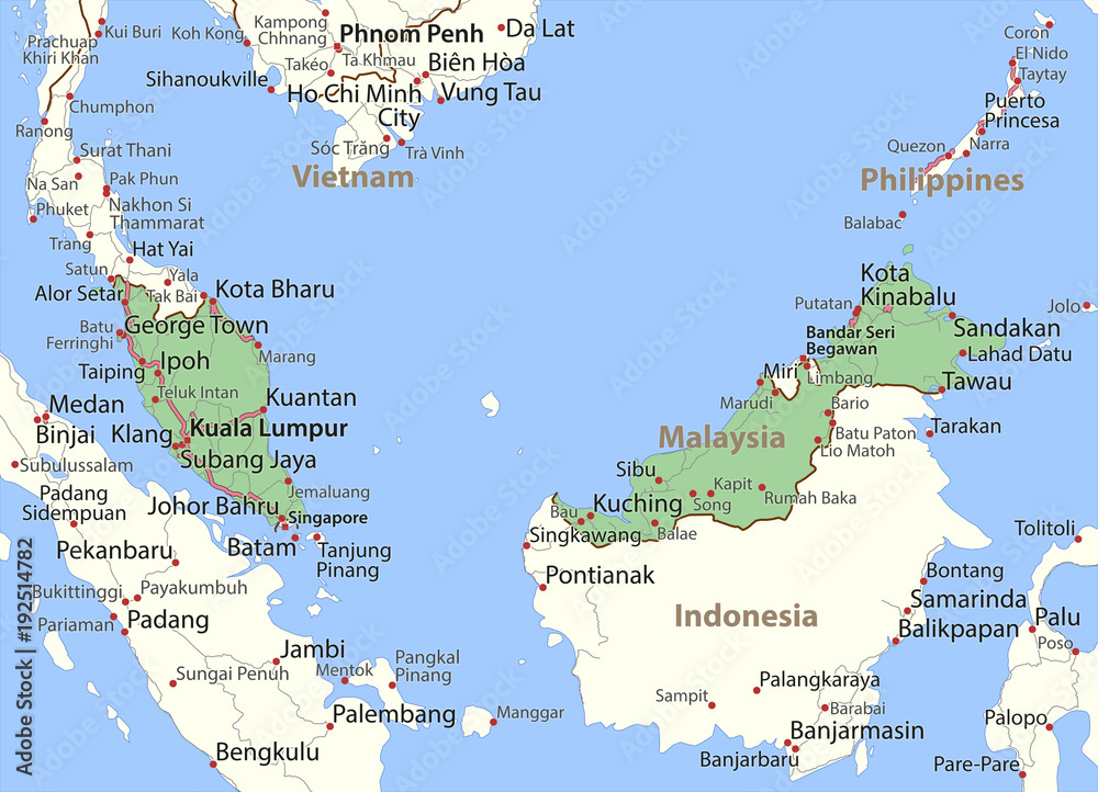 Malaysia-World-Countries-VectorMap-A Stock Vector | Adobe Stock