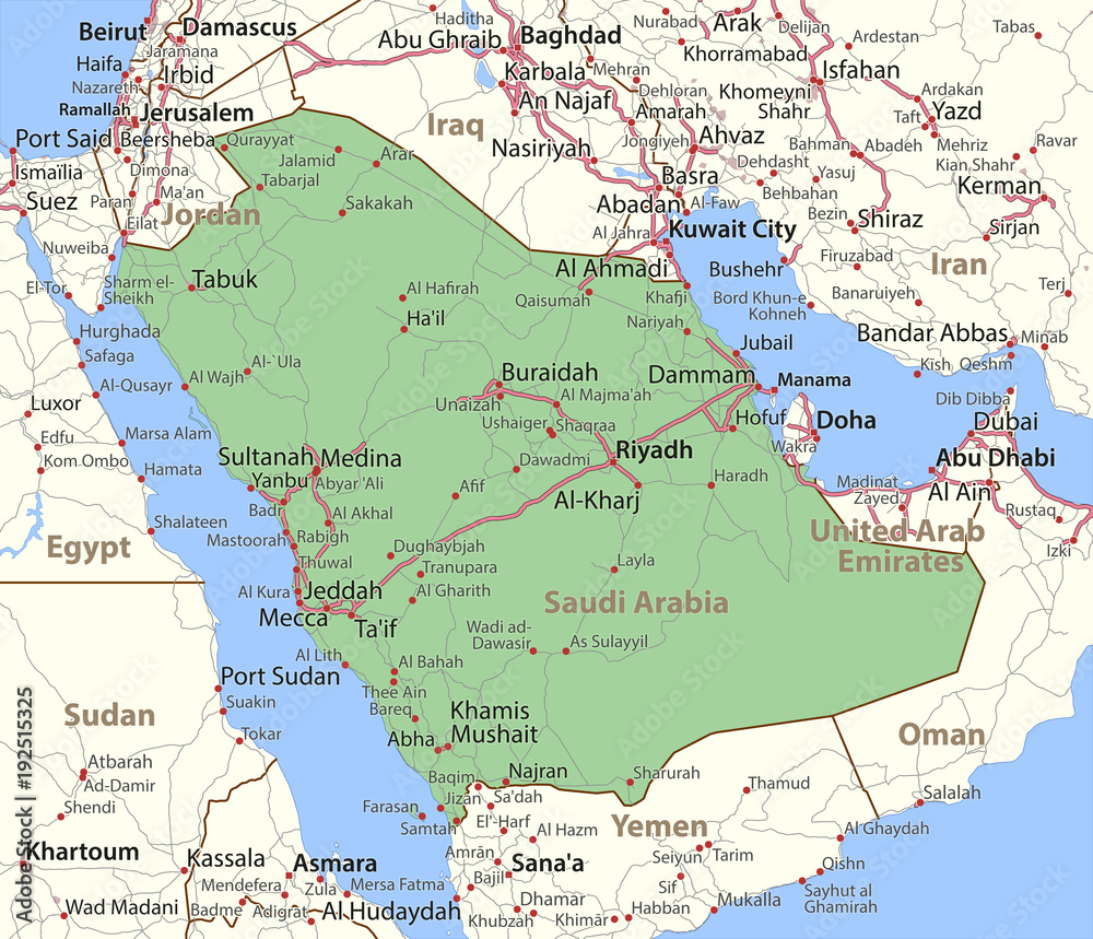 Saudi Arabia-World-Countries-VectorMap-A Stock Vector | Adobe Stock
