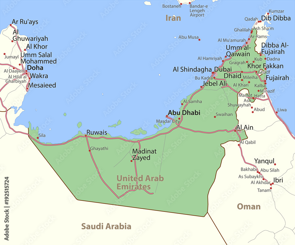 United Arab Emirates-World-Countries-VectorMap-A Stock Vector | Adobe Stock