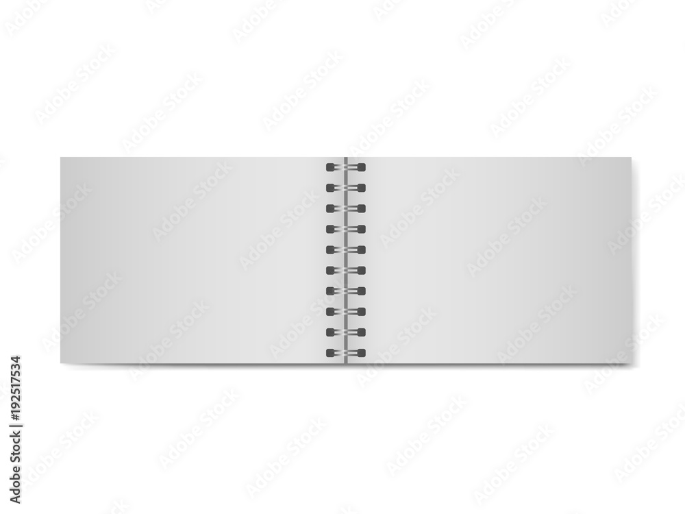 3D realistic model open notebook without hard cover. Horizontal ...