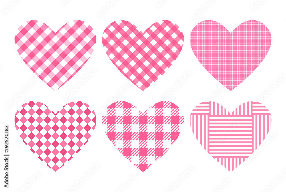 Set heart pink color trend. Substrates checkered pattern. Vector ...