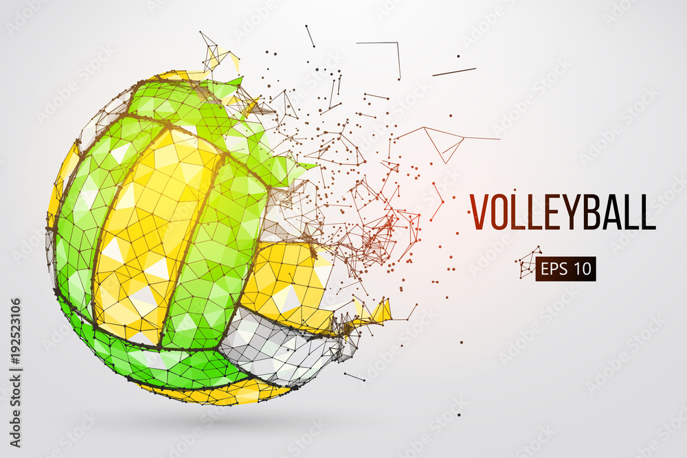Vecteur Stock Silhouette of a volleyball ball. Dots, lines, triangles ...
