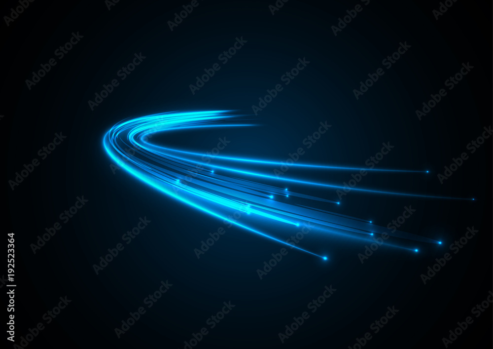 Blue branched neon arc with shadow Stock Vector | Adobe Stock
