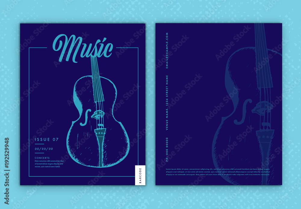 Magazine Cover with Musical Instrument Element Stock Template | Adobe Stock