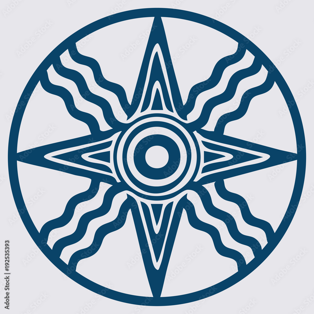 Vector Variant of Old Semitic and Sumerian god Shamash Star. Also ...