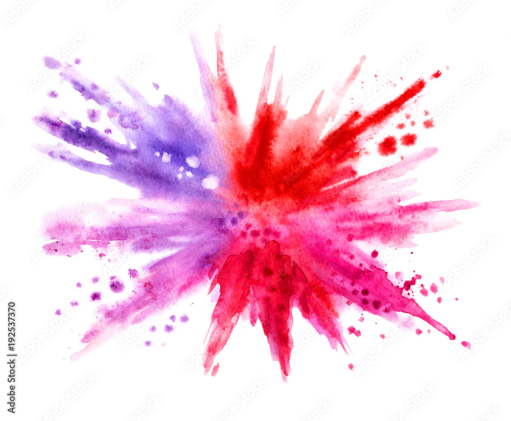 Watercolor explosion, hand drawing. Multicolored paint blots. Stock ...