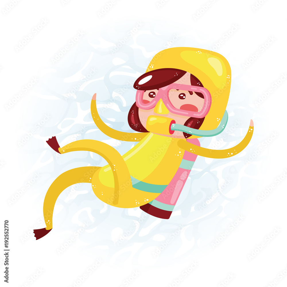 Clip art of one cute girl scuba diver in yellow wet suit which is ideal ...