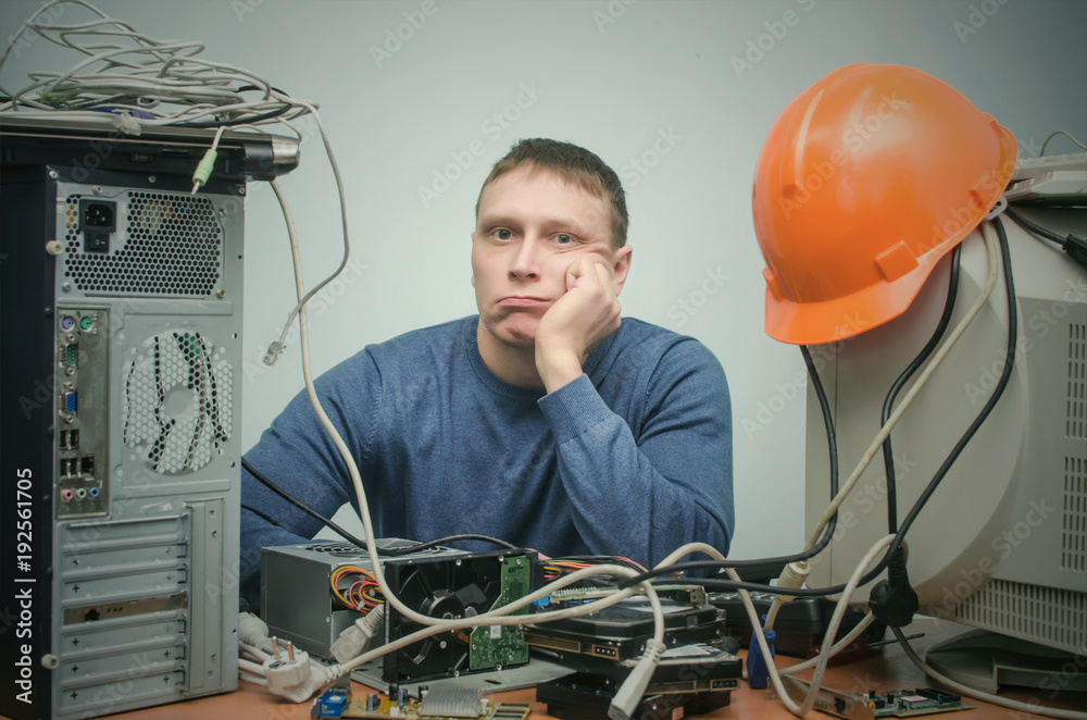 Computer Technician At Work
