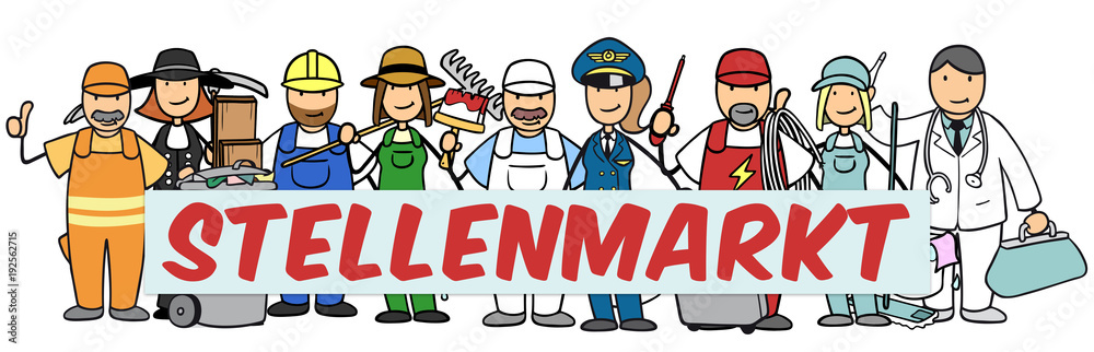 Stellenmarkt für viele Jobs und Berufe Stock Illustration | Adobe Stock
