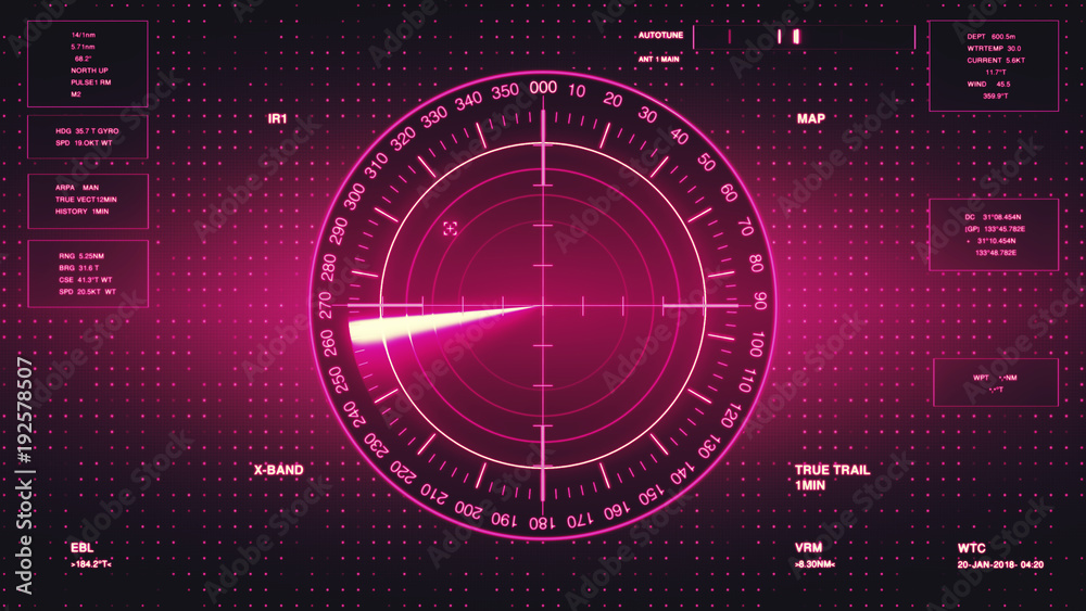 Sonar Screen For Submarines And Ships. Radar Sonar With Object On Map ...