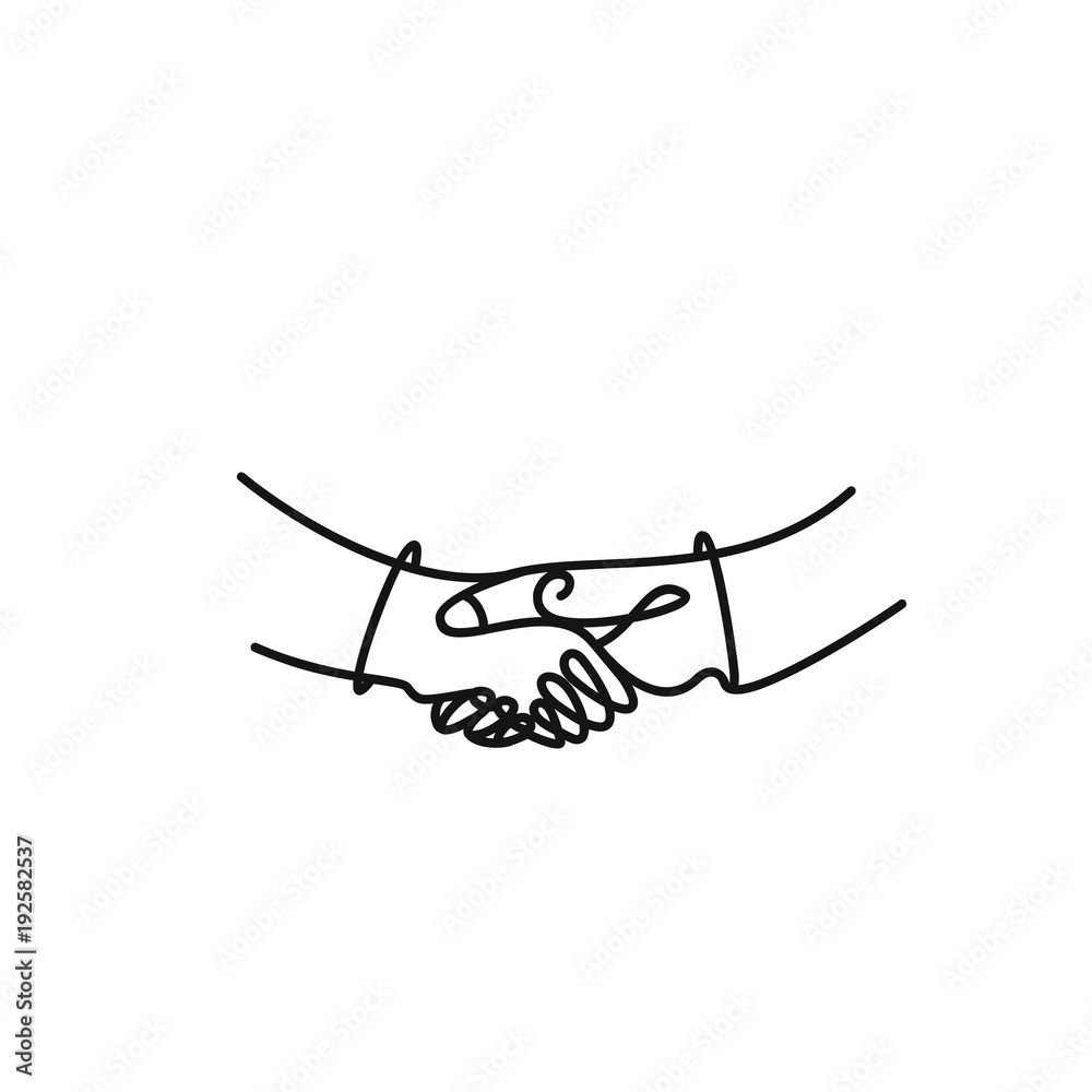 Vector art drawing of shaking hands of two male people. Stock Vector ...