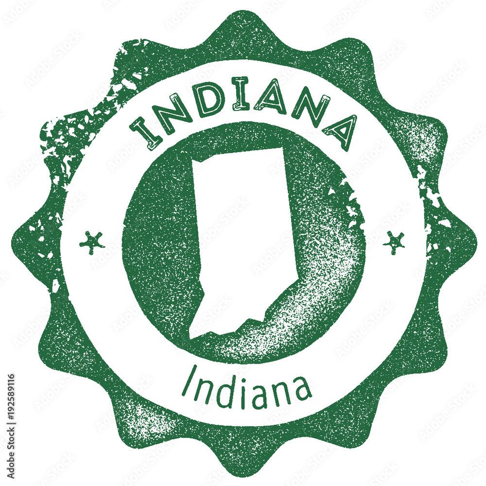 Indiana map vintage stamp. Retro style handmade label, badge or element ...